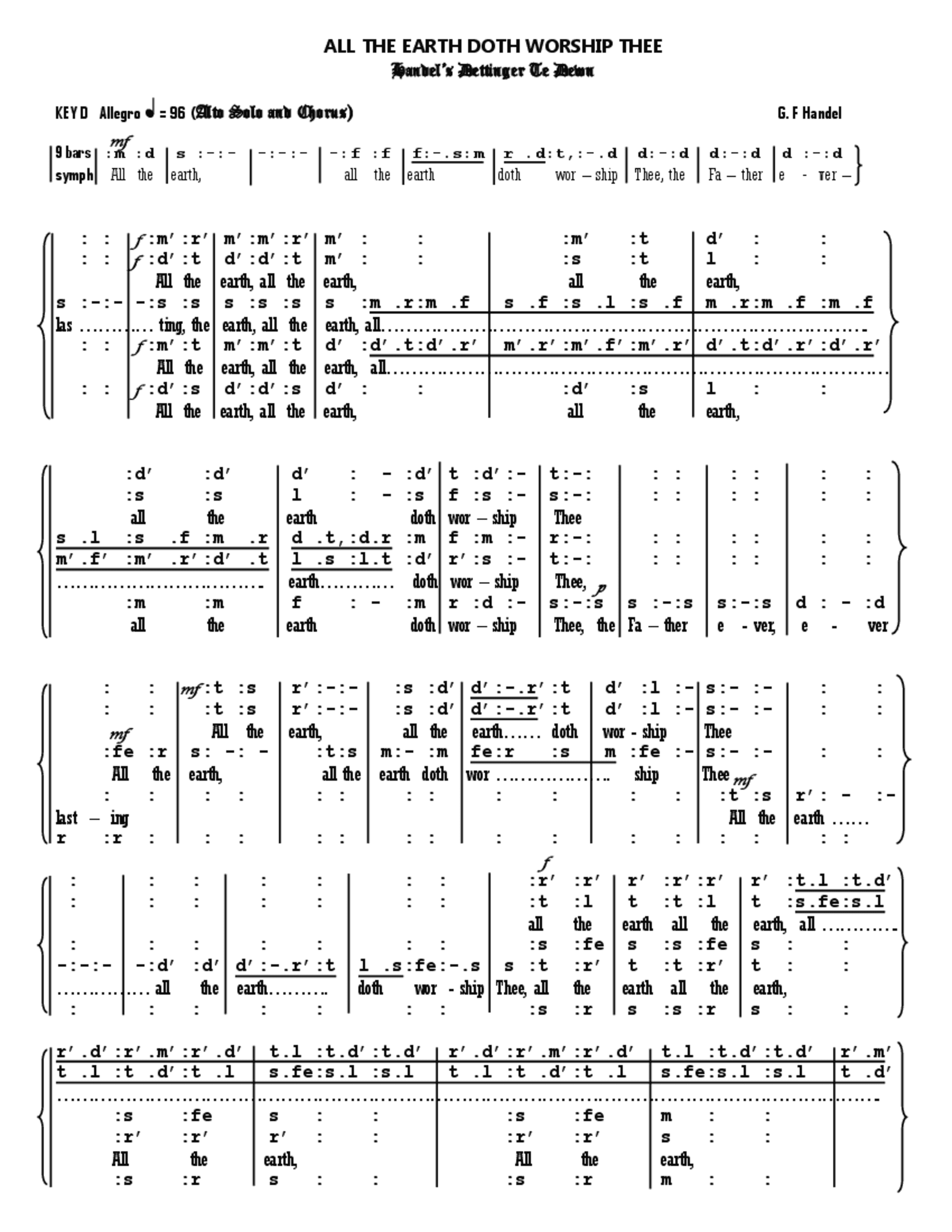 All The Earth Doth Worship Thee by george frideric handel | ChoirScript.net