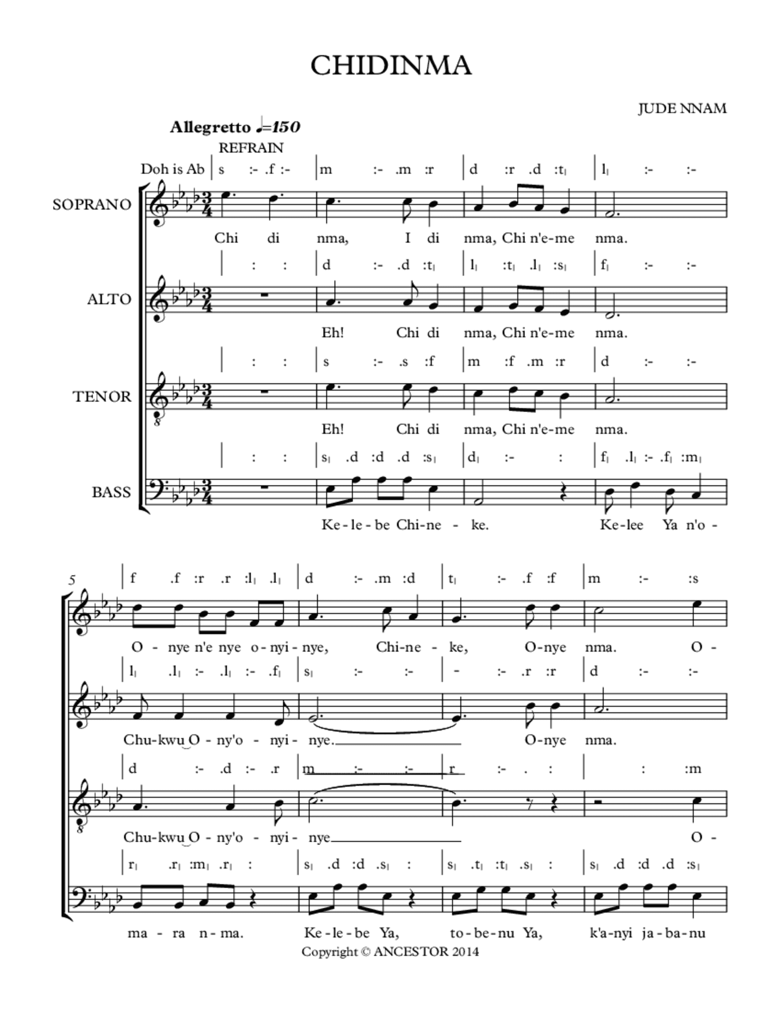 Chidima by jude nnam | ChoirScript.net