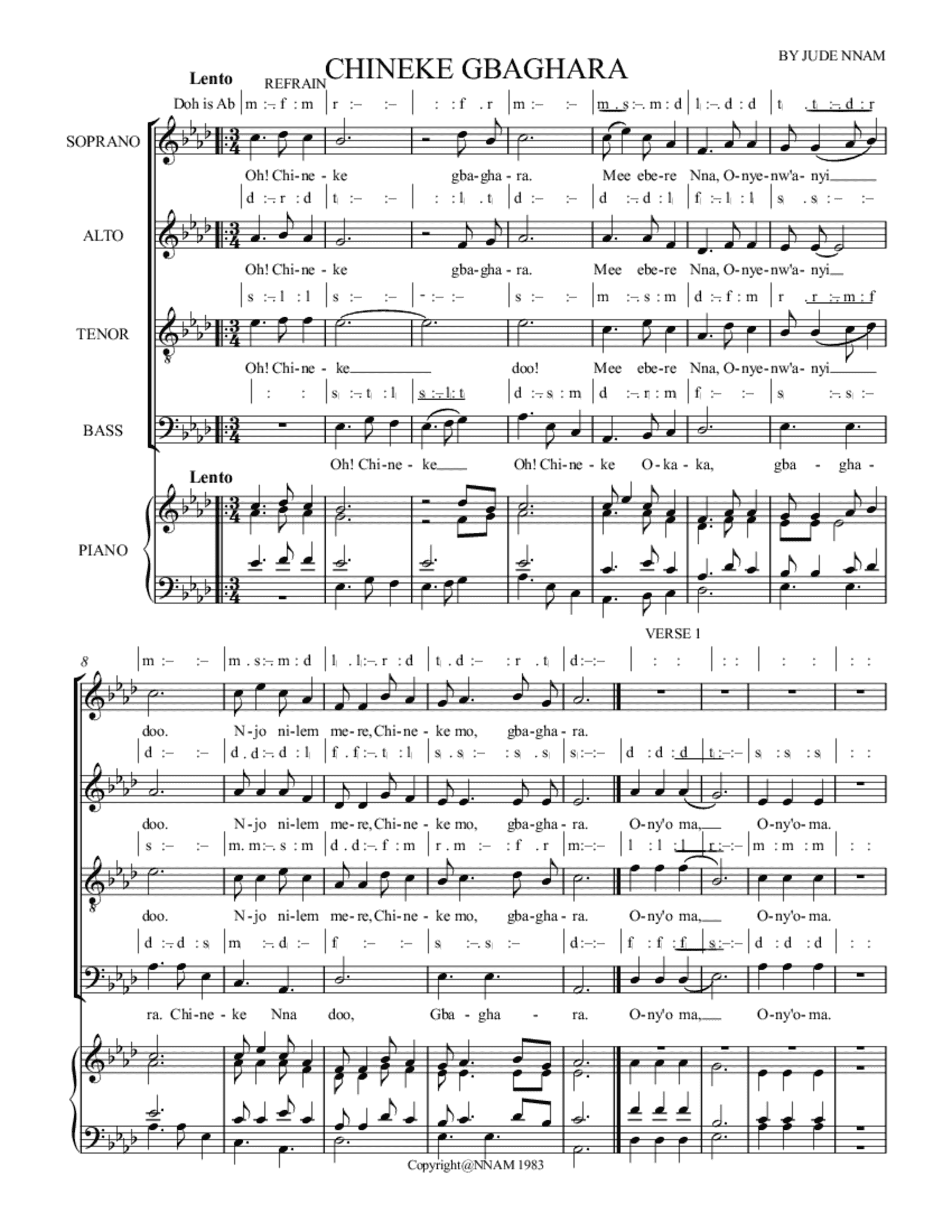 Chineke Gbaghara by jude nnam | ChoirScript.net