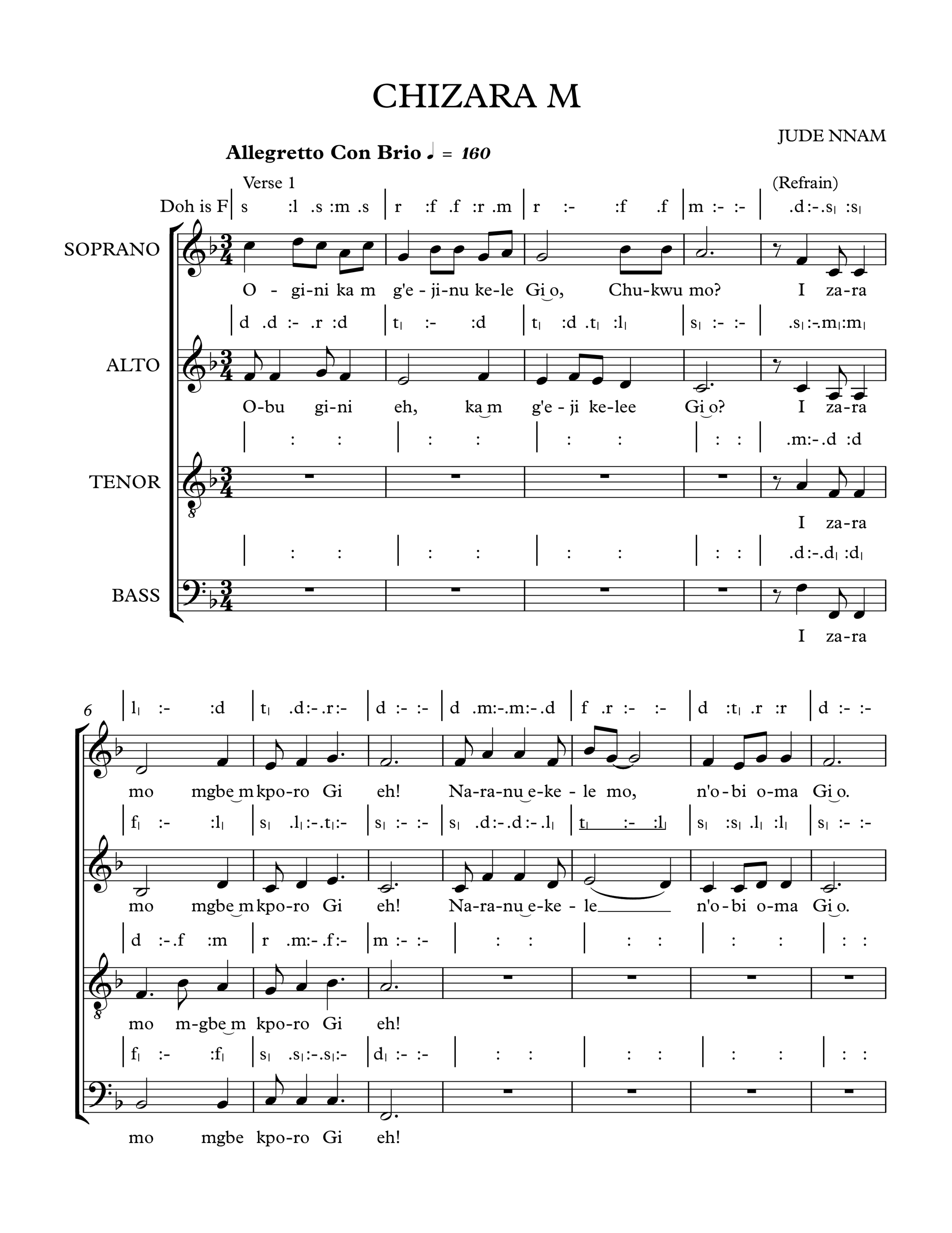 Chizara M By Jude Nnam | ChoirScript.net