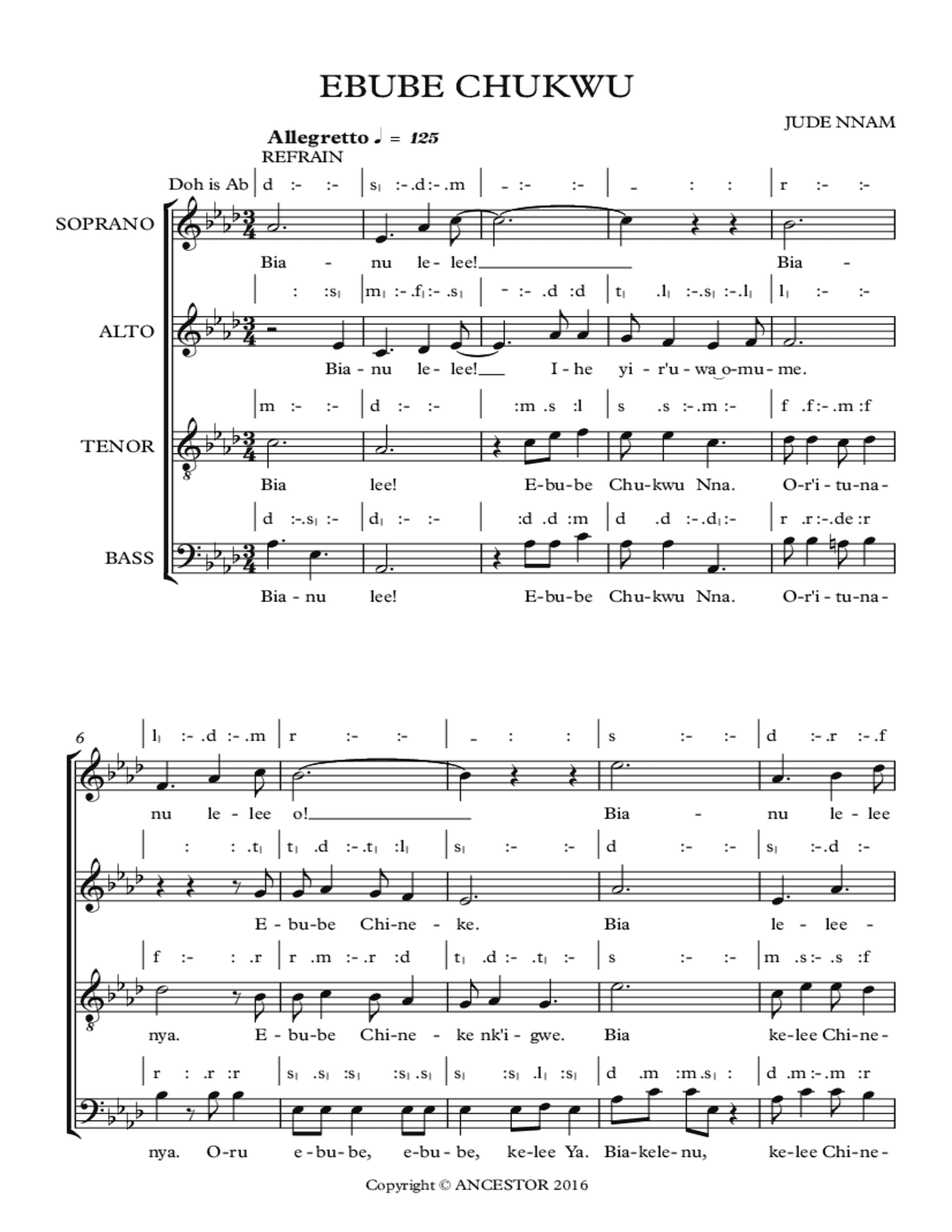 Ebube Chukwu by jude nnam | ChoirScript.net