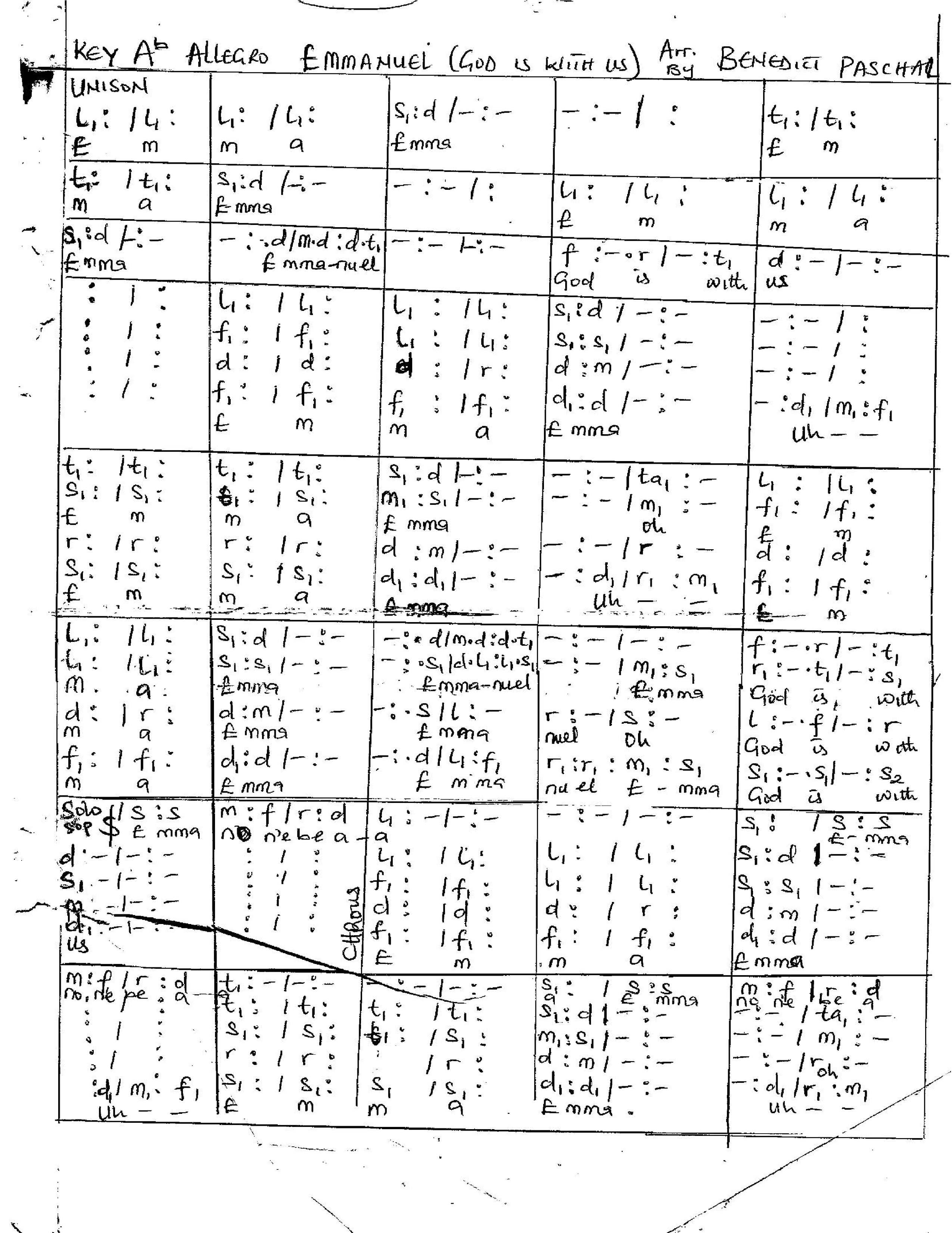 Emmanuel Solfa Notation Music Sheet | ChoirScript.net