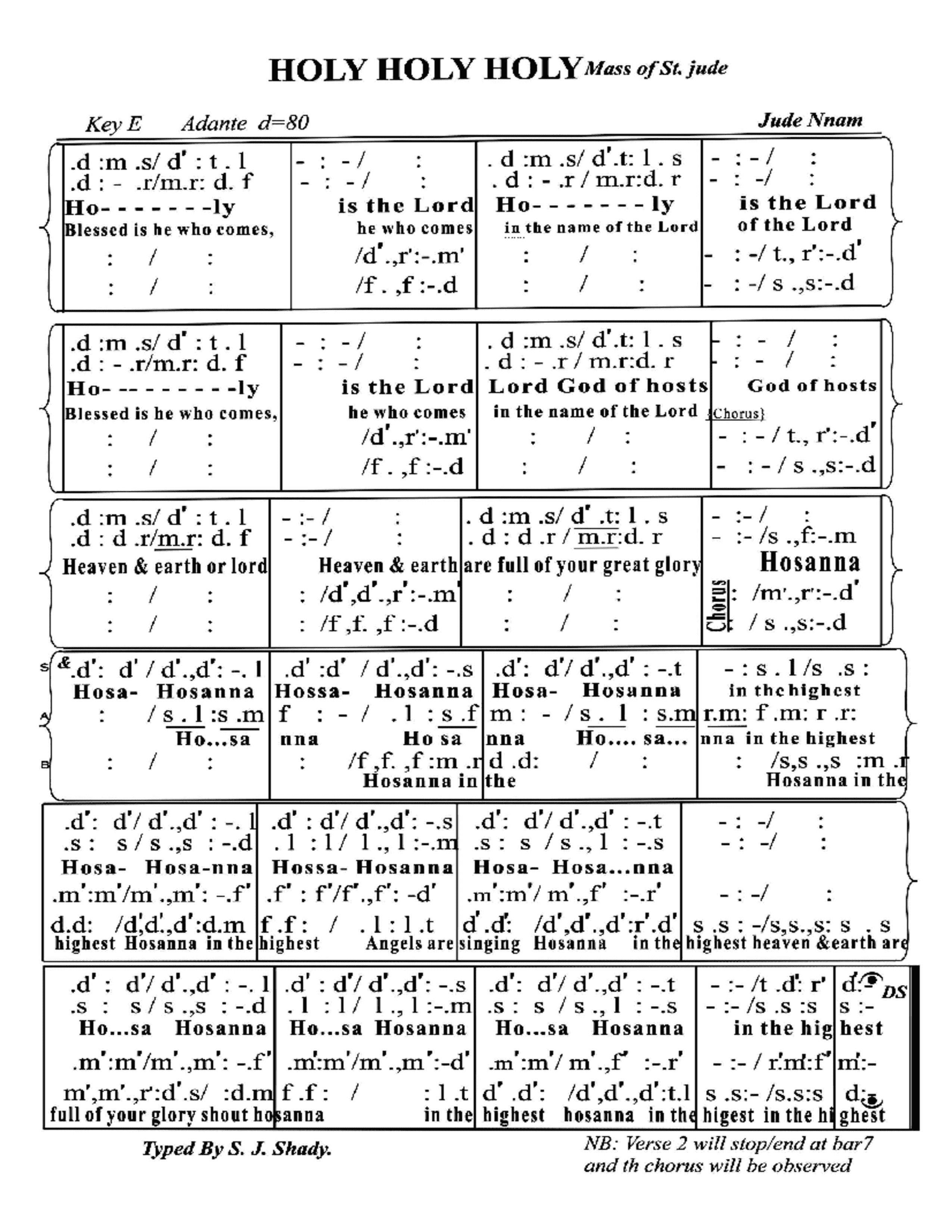 Holy Holy by jude nnam | ChoirScript.net