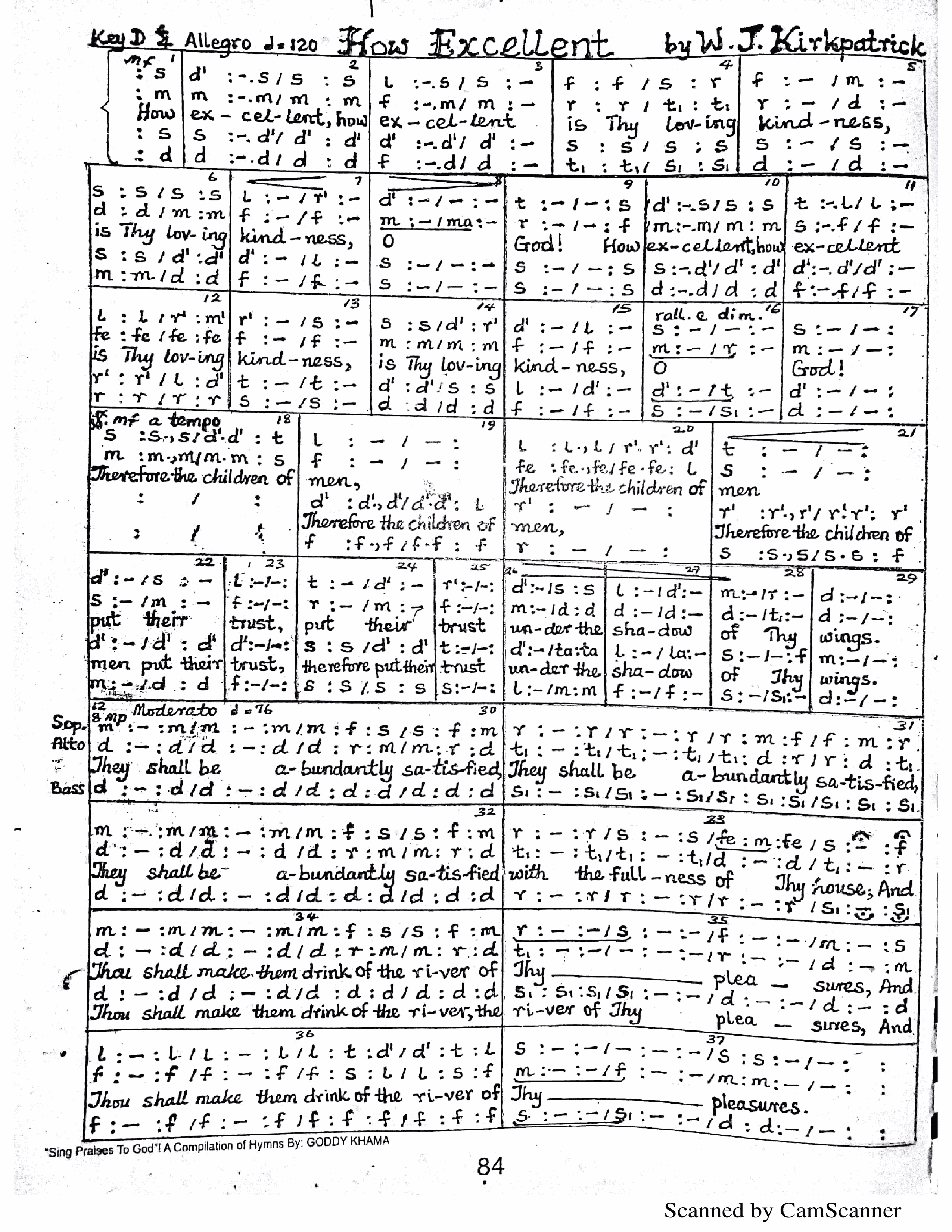 How Excellent – W. J. Kirk Patrick by kirk patrick | ChoirScript.net