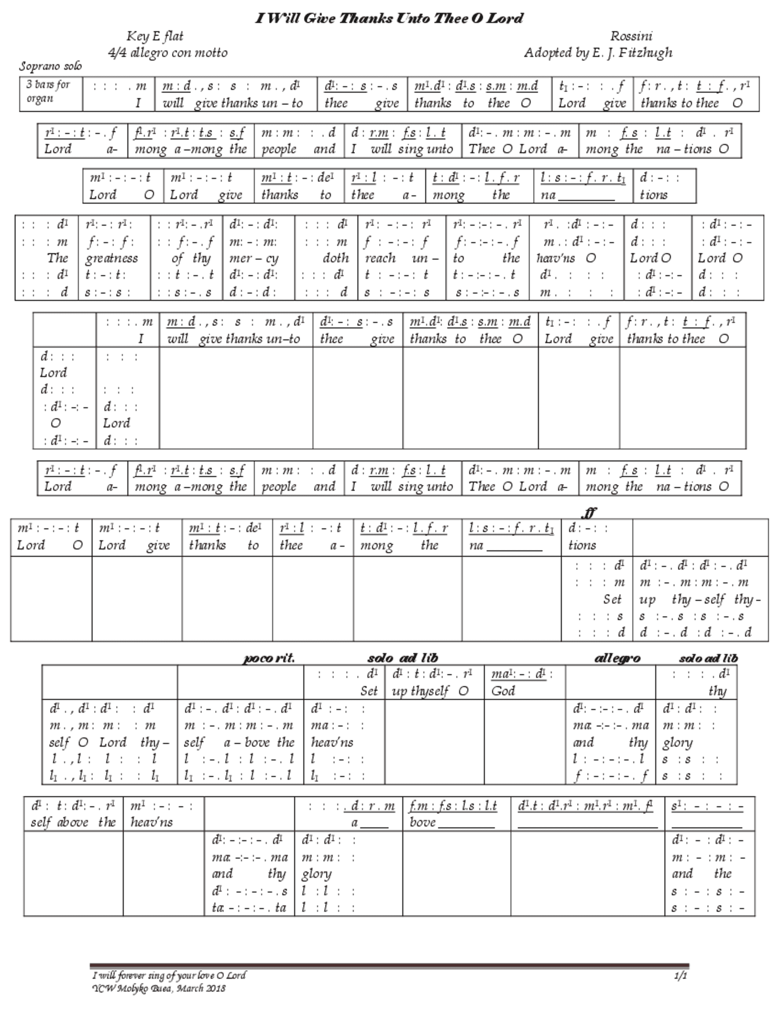 I Will Give Thanks Unto Thee O Lord by gioacchino rossini | ChoirScript.net