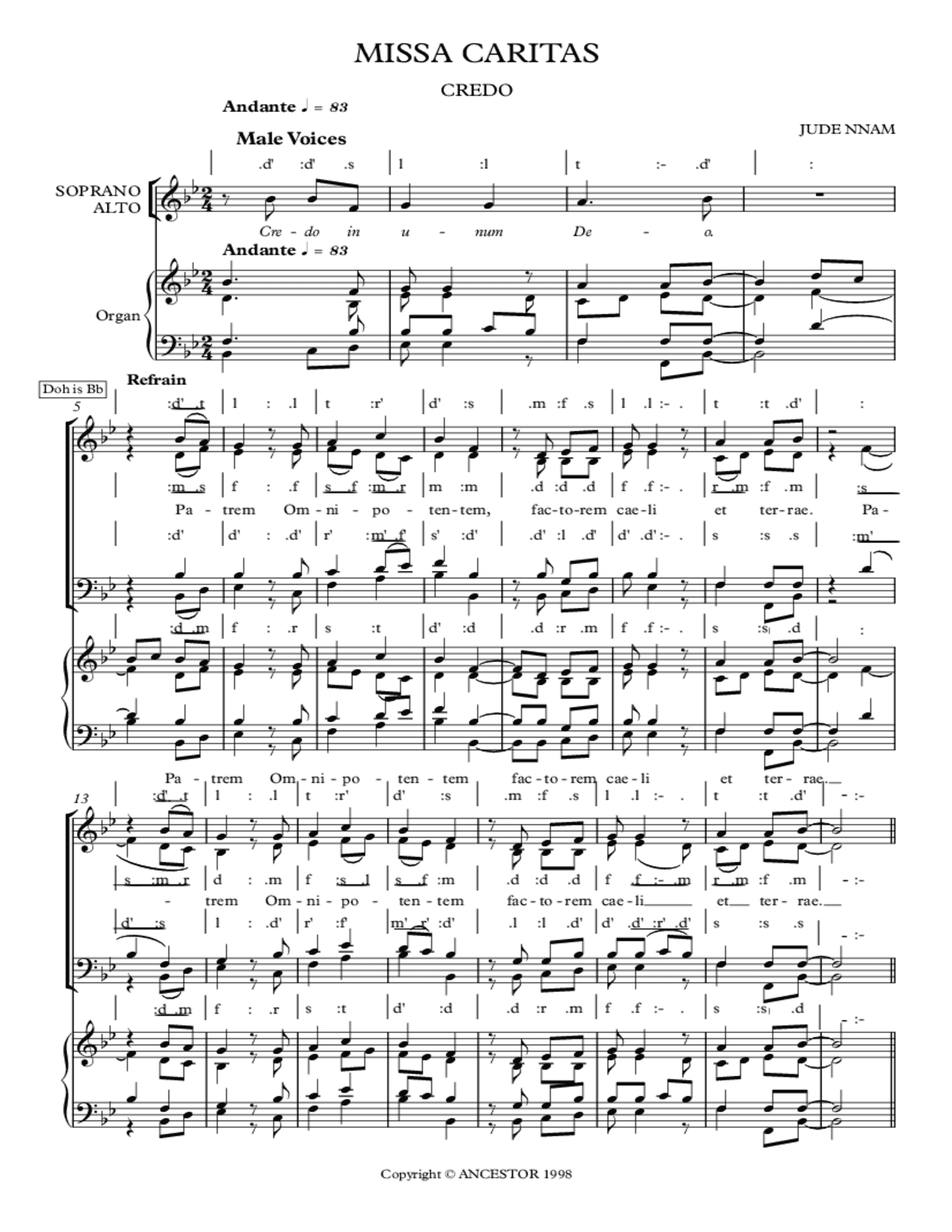 Missa Caritas - Credo by jude nnam | ChoirScript.net