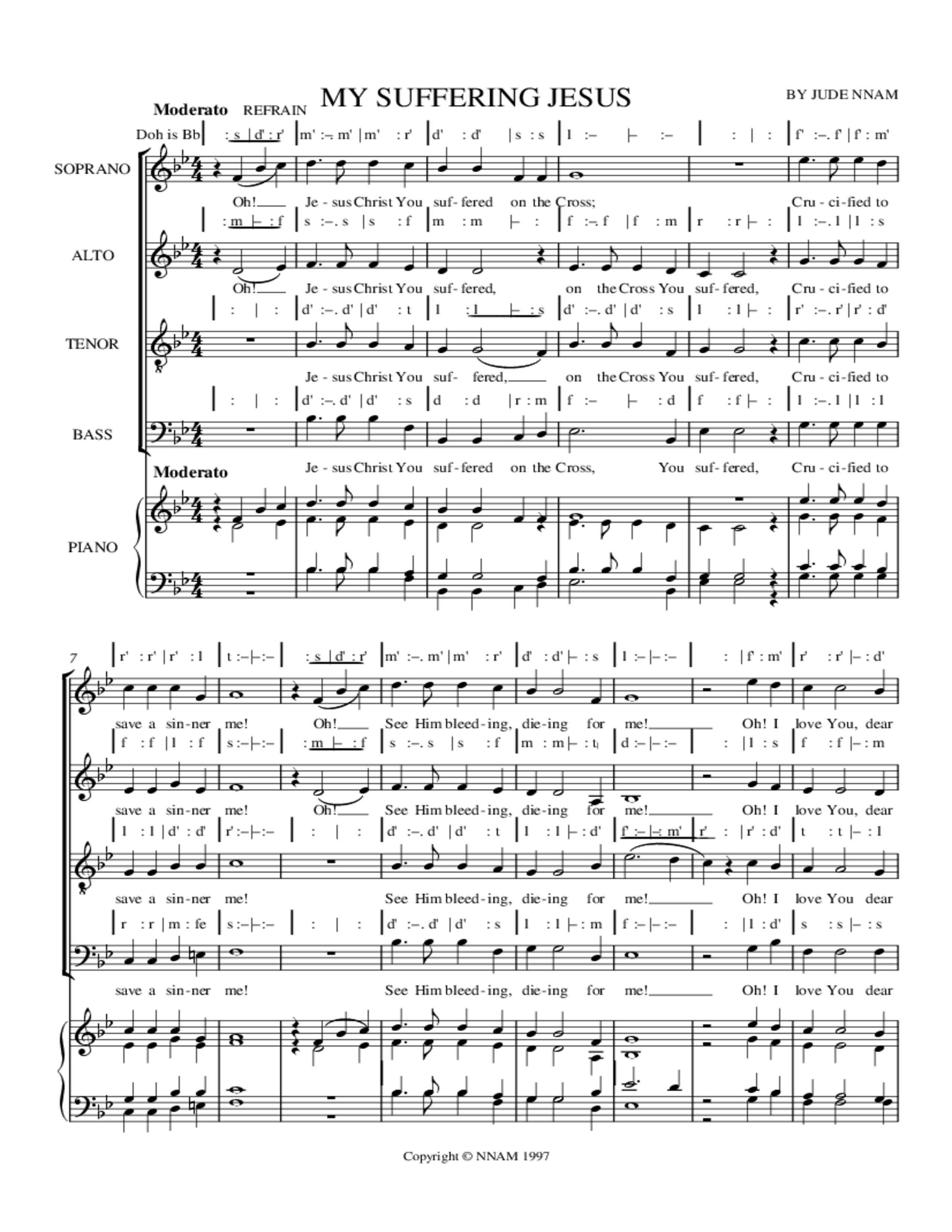 My Suffering Jesus (Lent Hymn) by jude nnam | ChoirScript.net