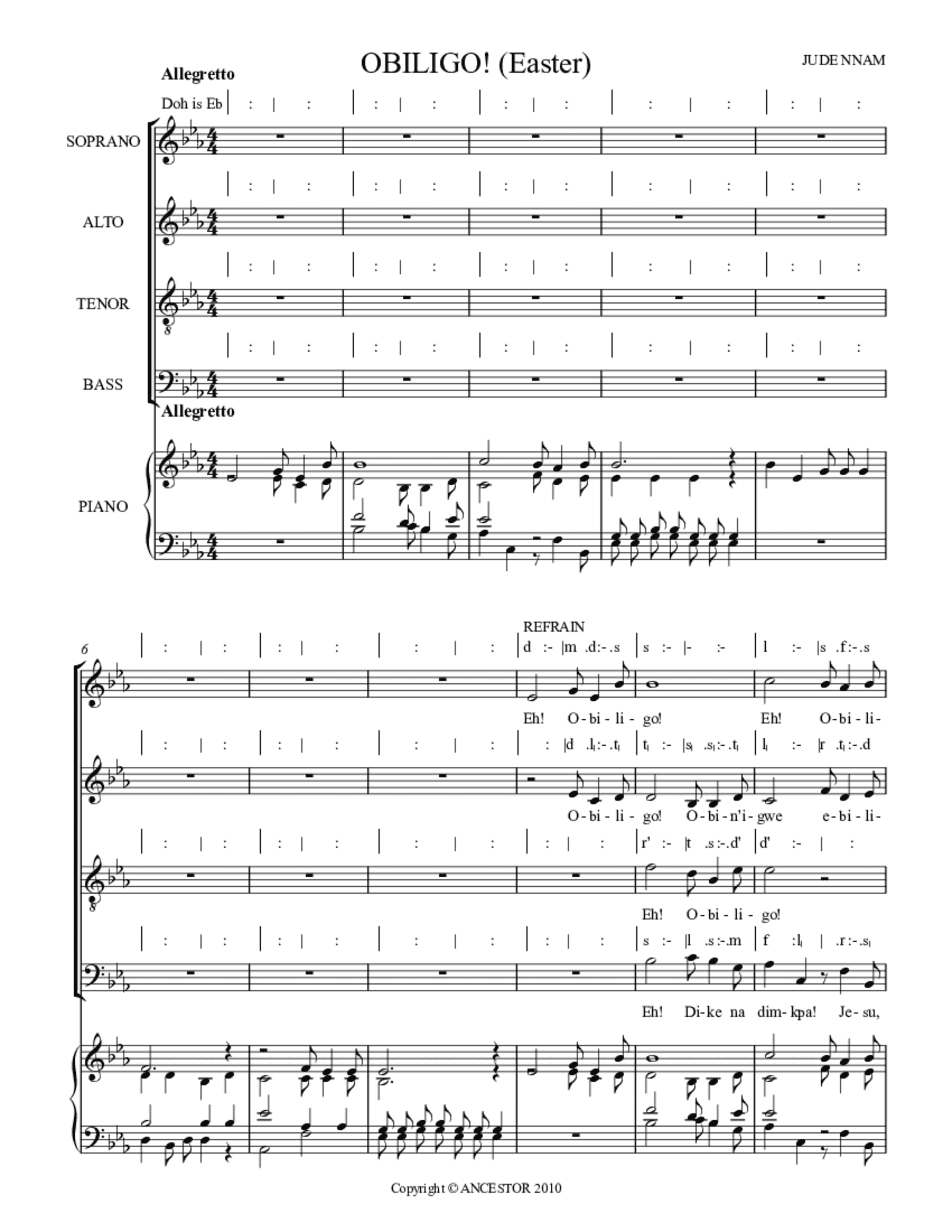 Obiligo by jude nnam | ChoirScript.net