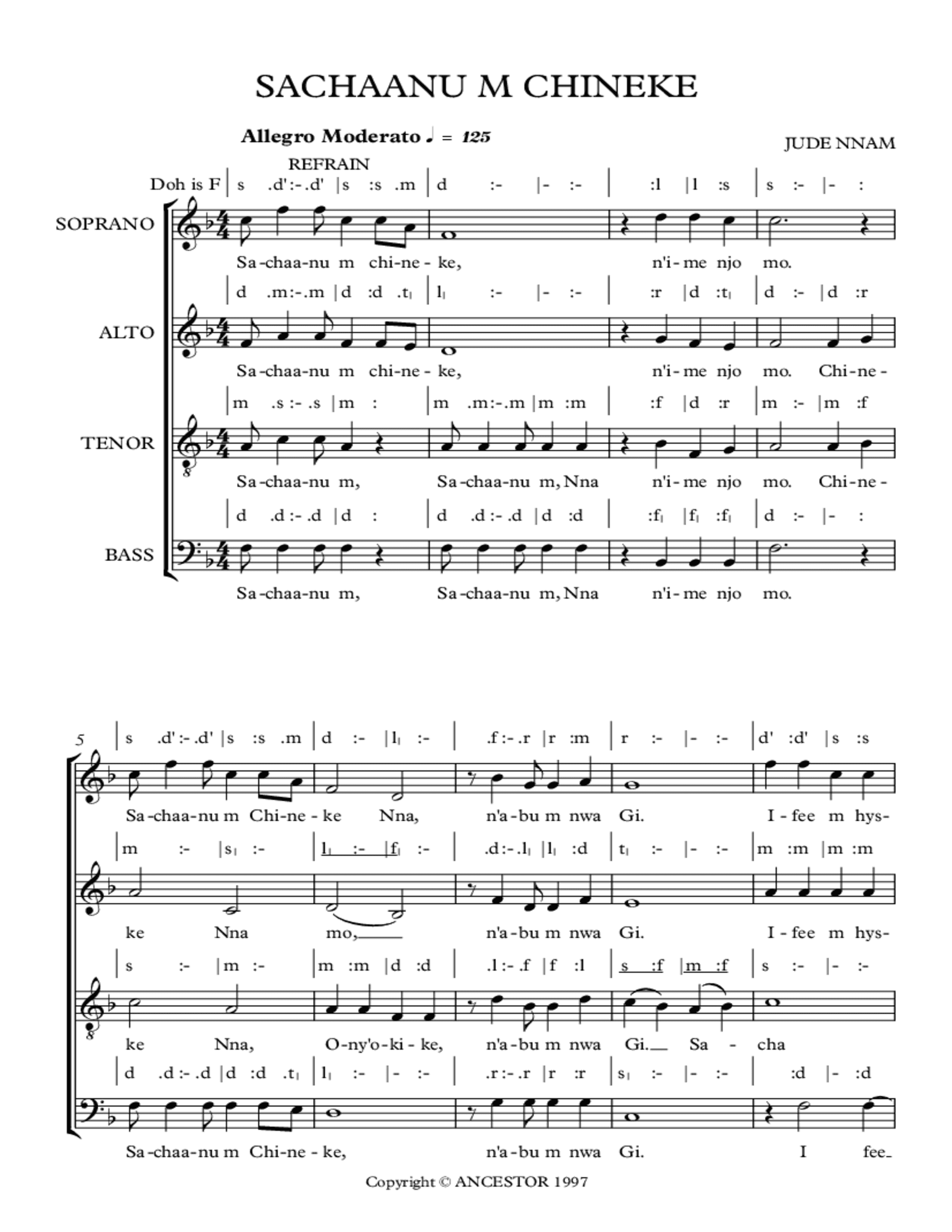 Sachaanu M Chineke by jude nnam | ChoirScript.net